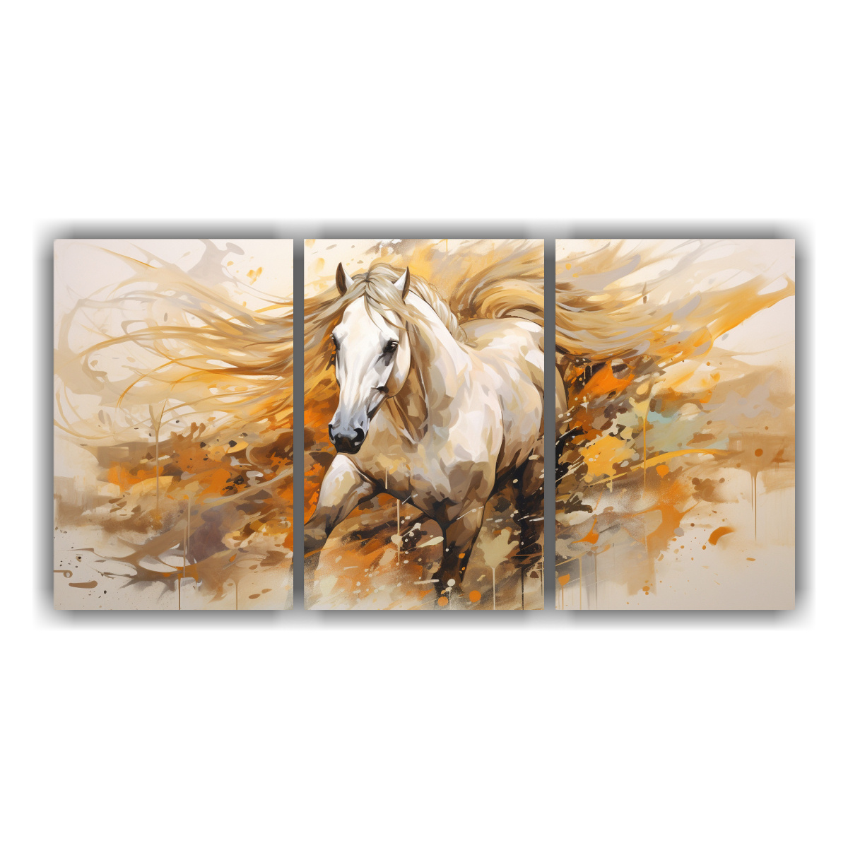 Cuadro Patron Alegre Caballo Frisón Blanco Oro Arte Pop Neo - Decocuadros
