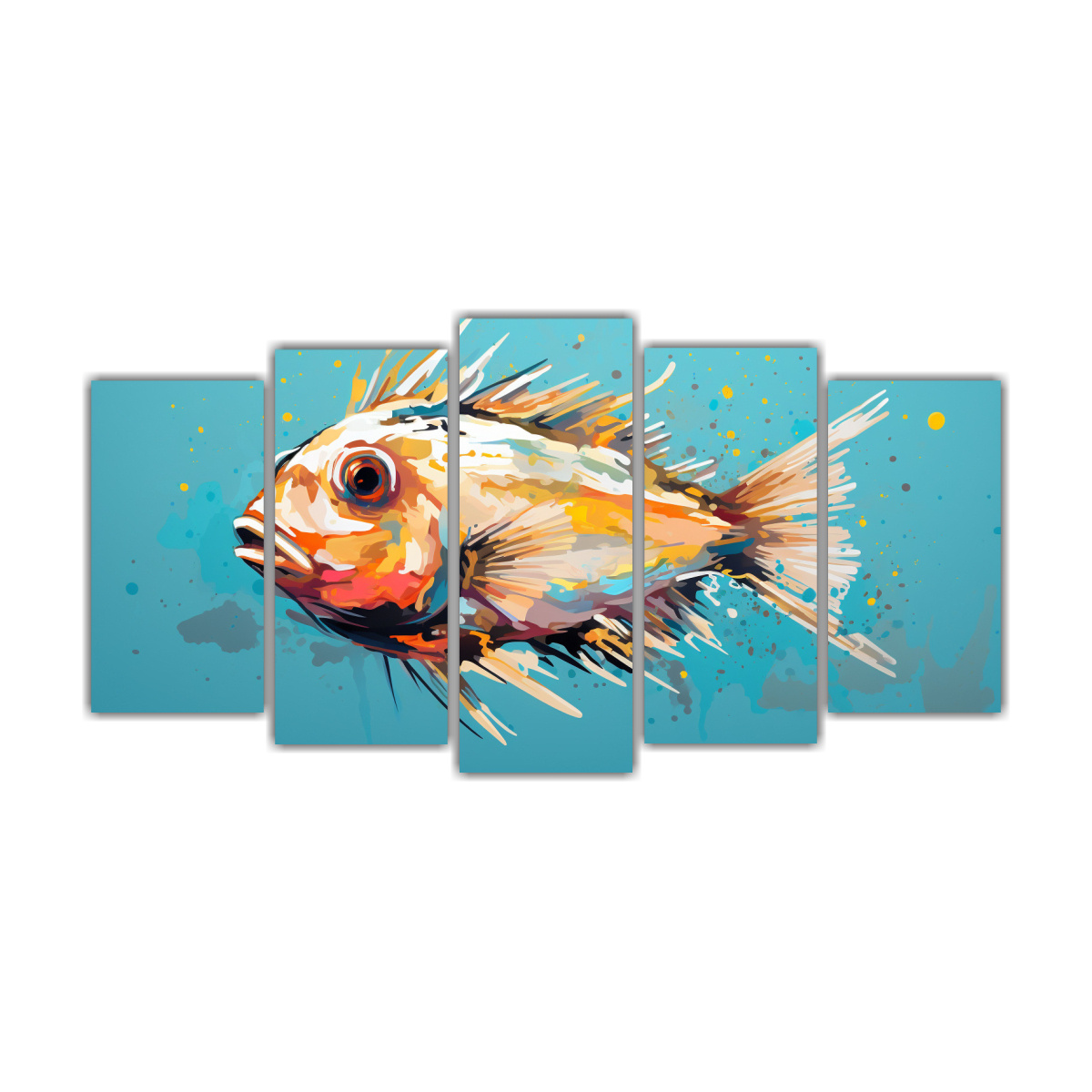 Cuadro Tela Armonía Puffer Fish Colores Neo Pop - DecoCuadros