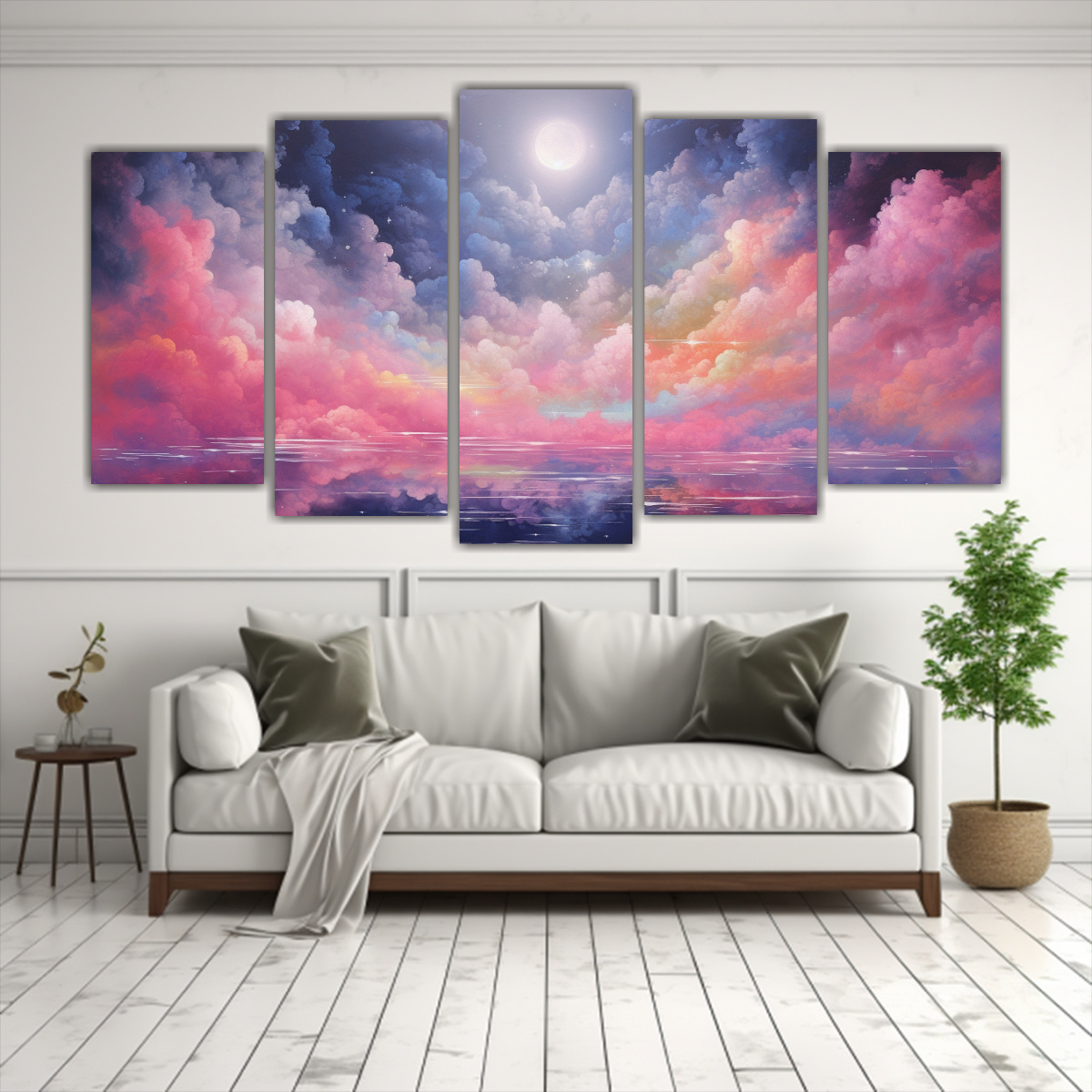 Cuadro Lienzos Creativa Detalle Cielo Nocturno Arcoíris Y Rosa Abstracto - DecoCuadros