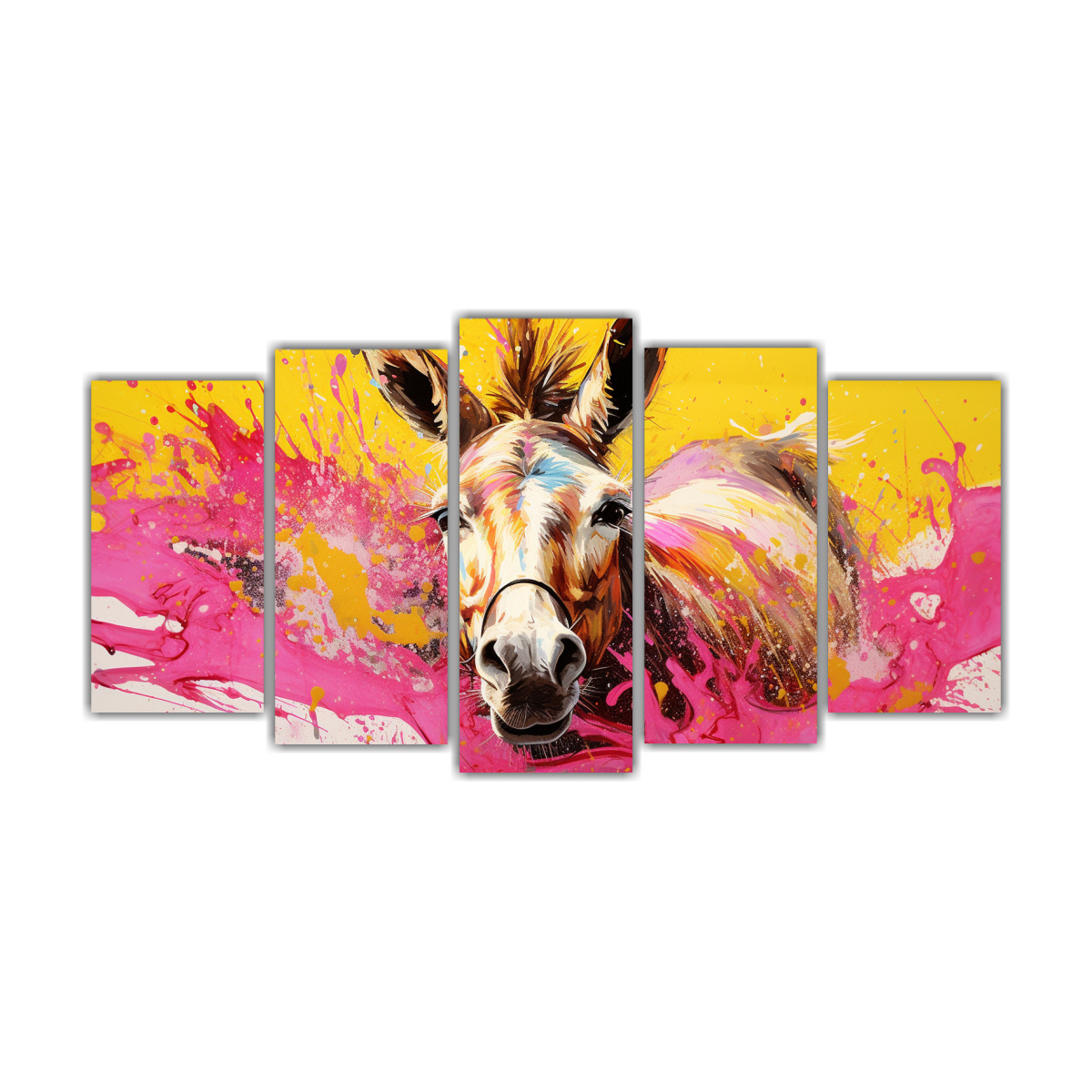 Cuadro Lienzos Inspiración Clásica: Burro En Colores Dorado Y Rosa ...