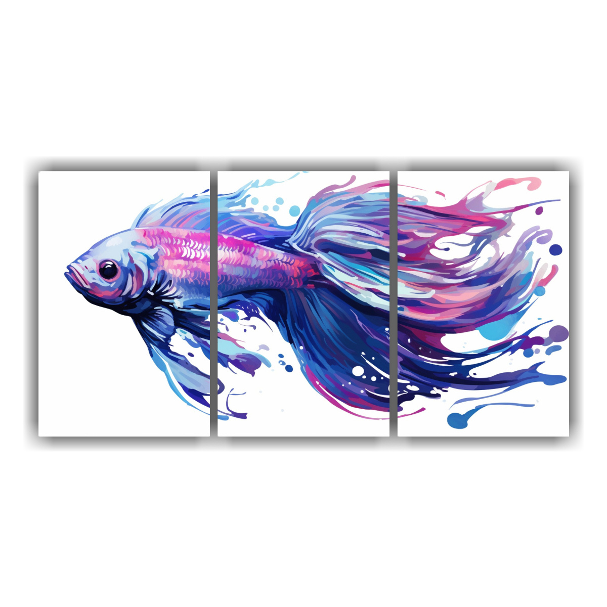 Cuadro Lienzos Tela Floral Expresión A Peces Acuario Púrpura Y Azul Neo ...