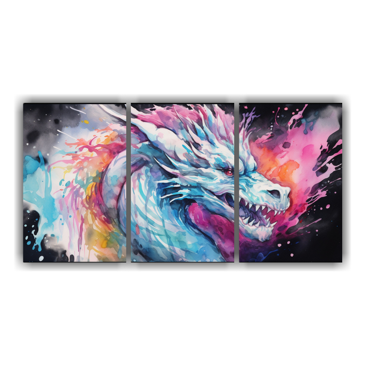 Lienzos Tema Brillante: Dragón En Tonos Pastel Y Acuarelas Neonoir ...
