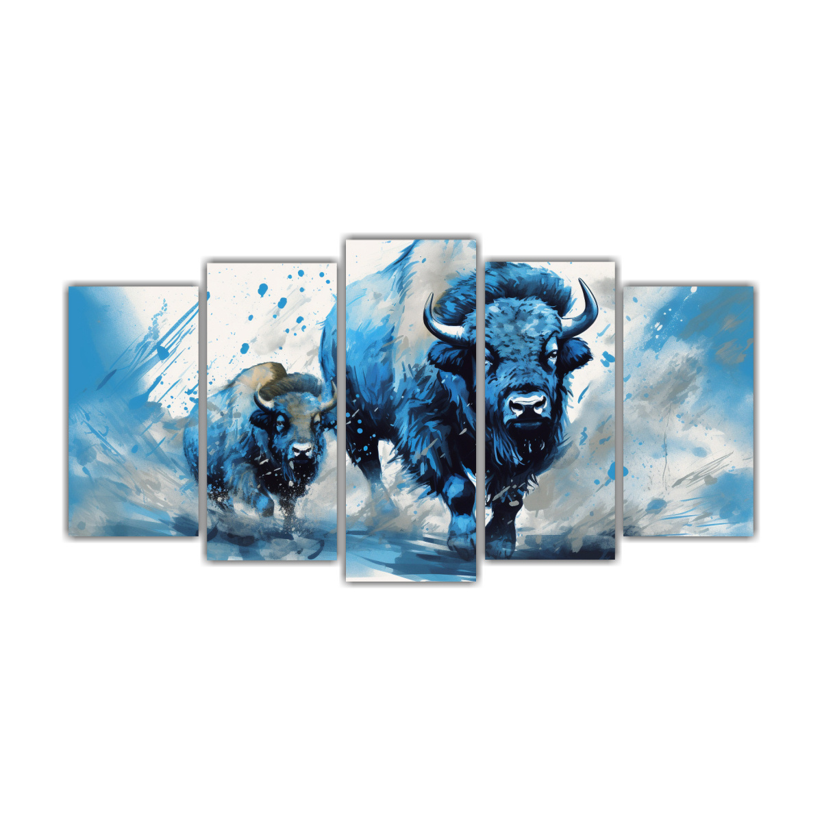 Cuadros Lienzos Vanguardia Arte Grafico Bison Buffalo Azul Neo Pop Art ...