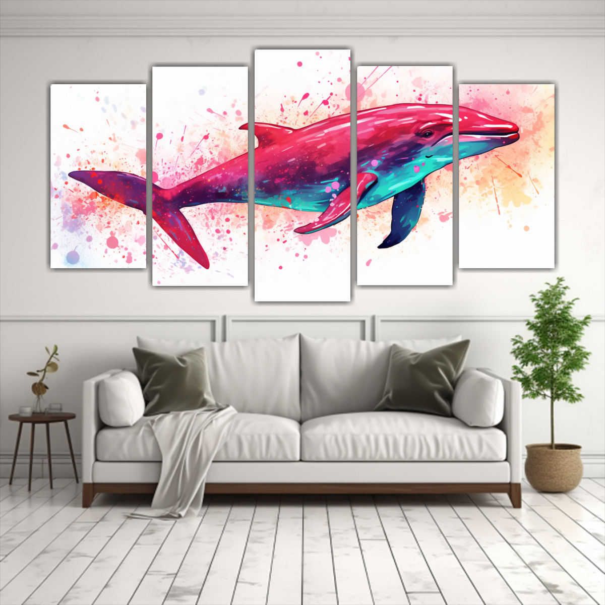Cuadro Narval En Colores Rubí Estilo Neo Pop, Políptico Con Finas ...