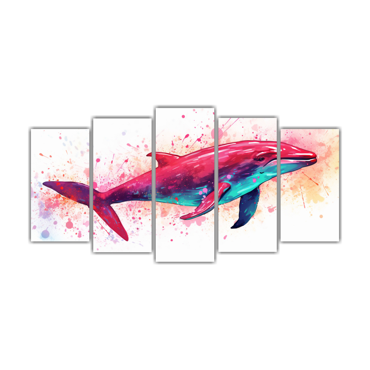 Cuadro Narval En Colores Rubí Estilo Neo Pop, Políptico Con Finas ...