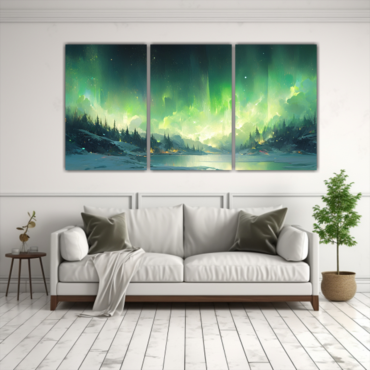 Cuadro Abstracto De Luces Del Norte Con Colores Verdes - Compra Online ...