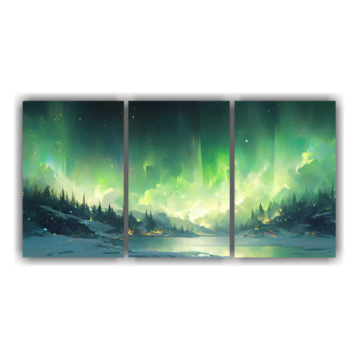 Cuadro Abstracto De Luces Del Norte Con Colores Verdes - Compra Online ...