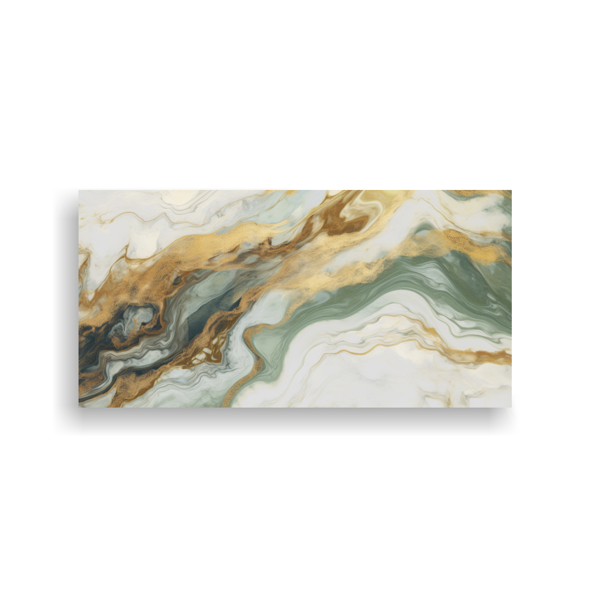 Cuadro Abstracto Beige, Verde Y Dorado De Alta Resolución - DecoCuadros