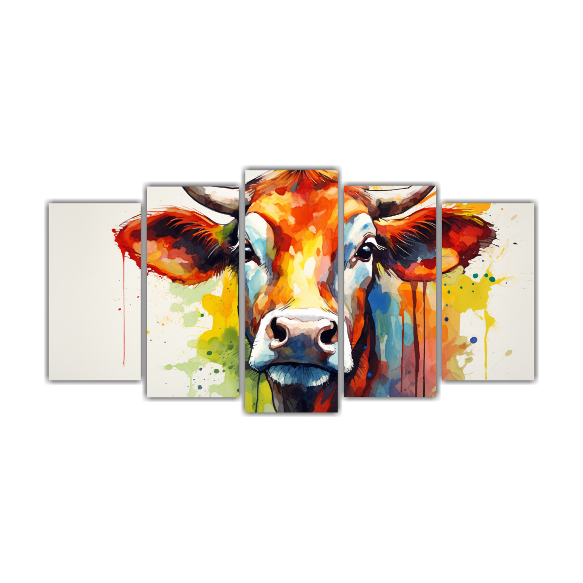 Cuadro Jersey Cow Colorful Watercolours - DecoCuadros