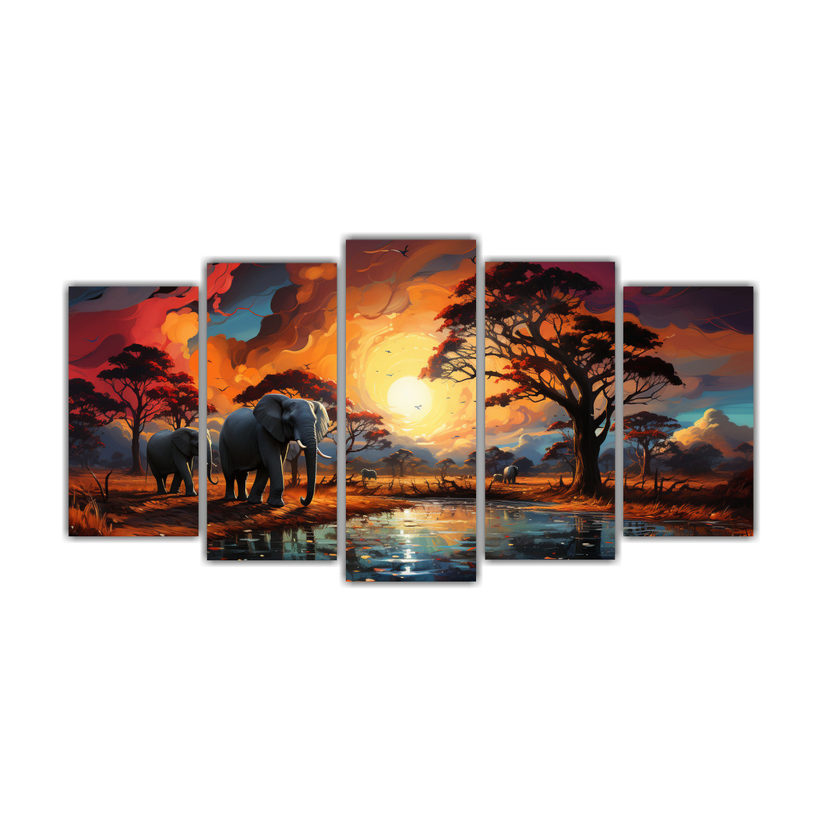 Cuadro Elefante En Sabana: Arte De Pared Creativo - DecoCuadros