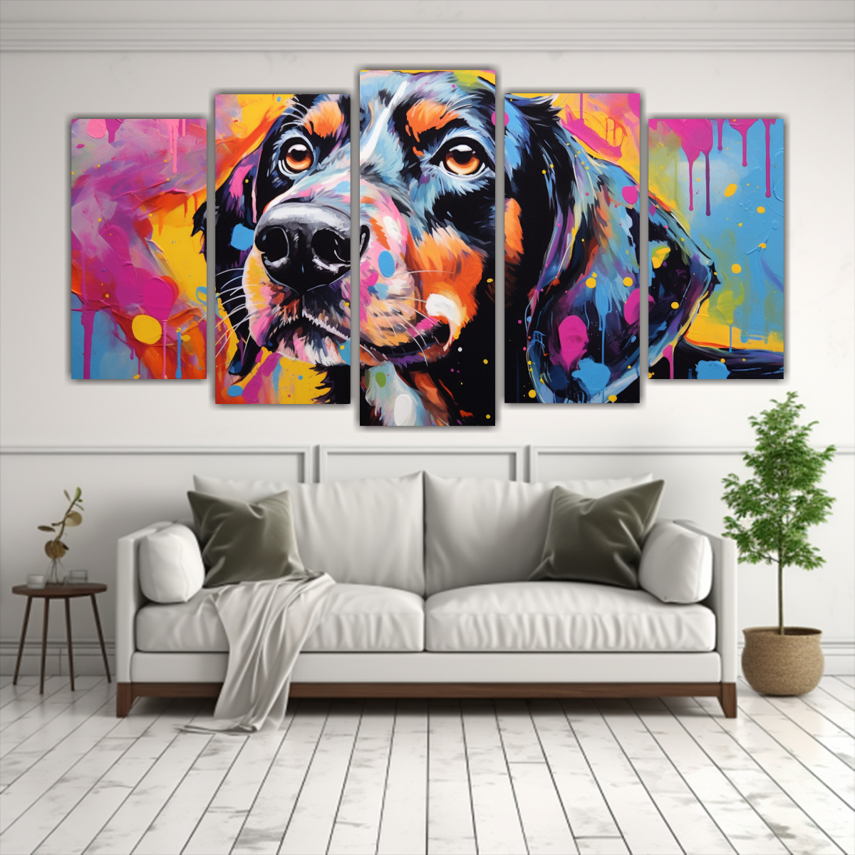 Cuadro Decorativo Perro En Lienzo Estilo Estilo óleo Colorido | DecoCuadros