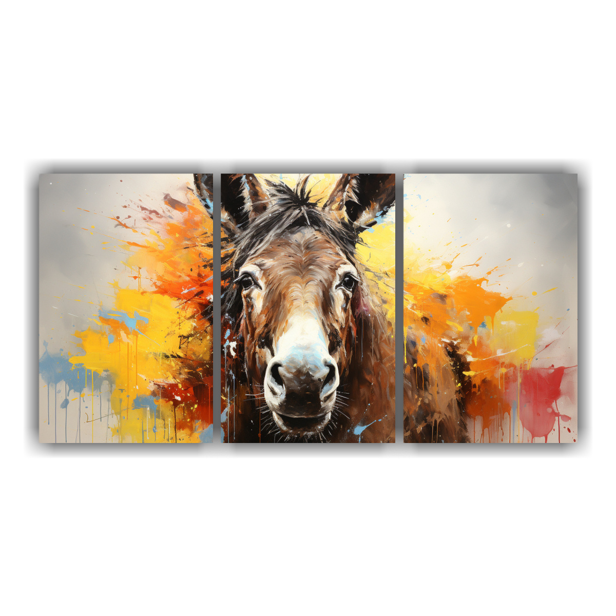 Cuadro Decorativo Estilo Galería - Set De 3 Cuadros Coloridos De Mula ...