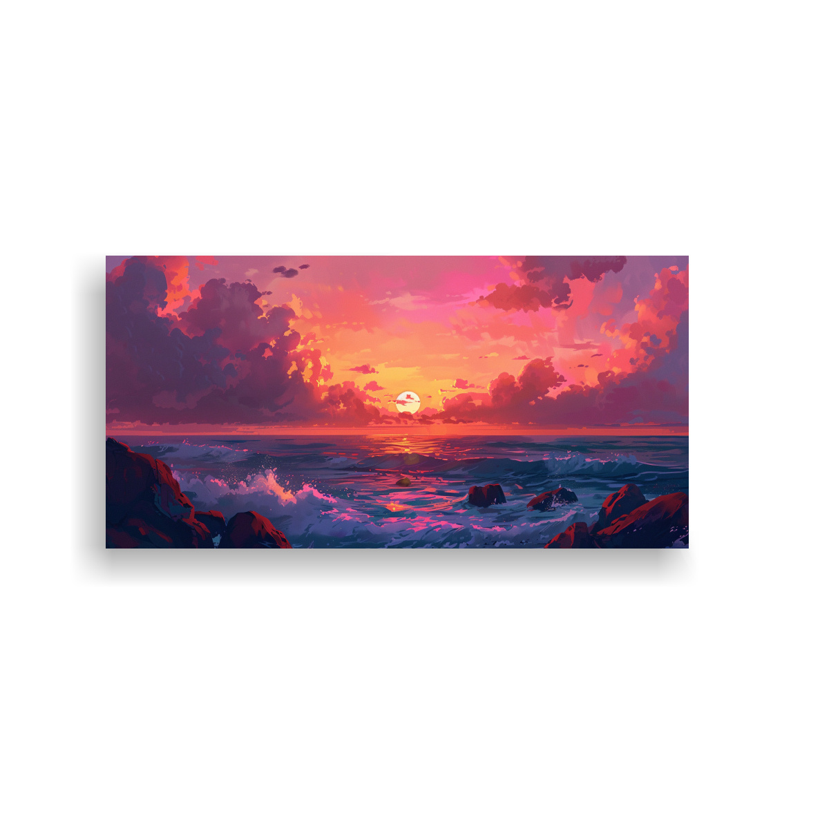 Cuadro Decorativo Anime Realista: Atardecer En El Mar - Decocuadros