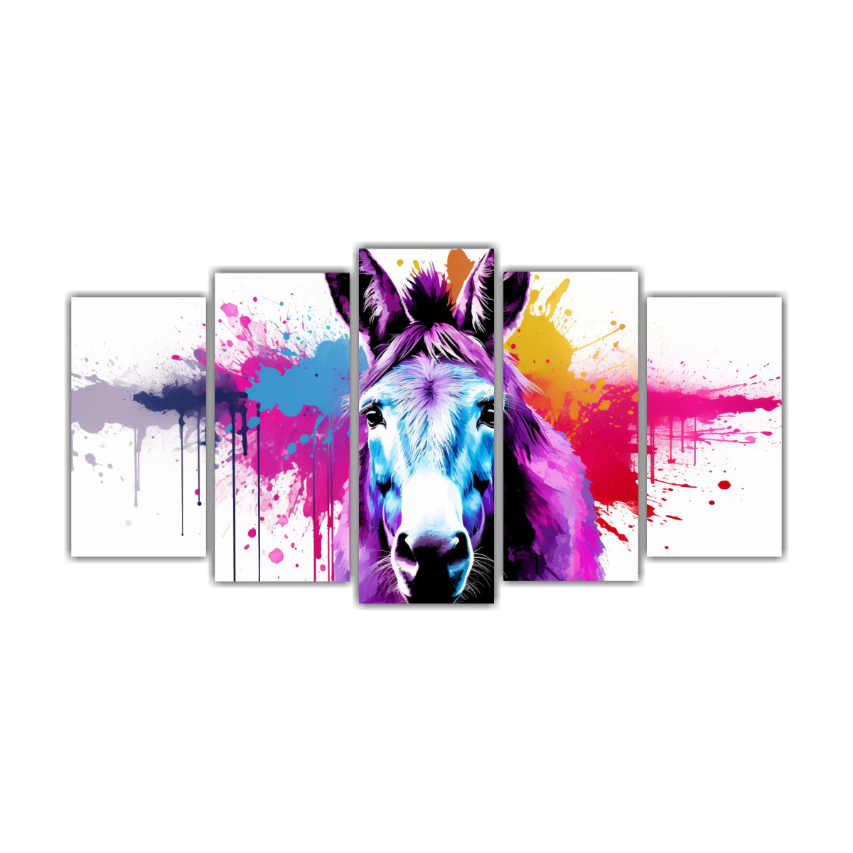 Cuadro Decorativo Burro Arcoíris Morado Neo Pop - Decocuadros