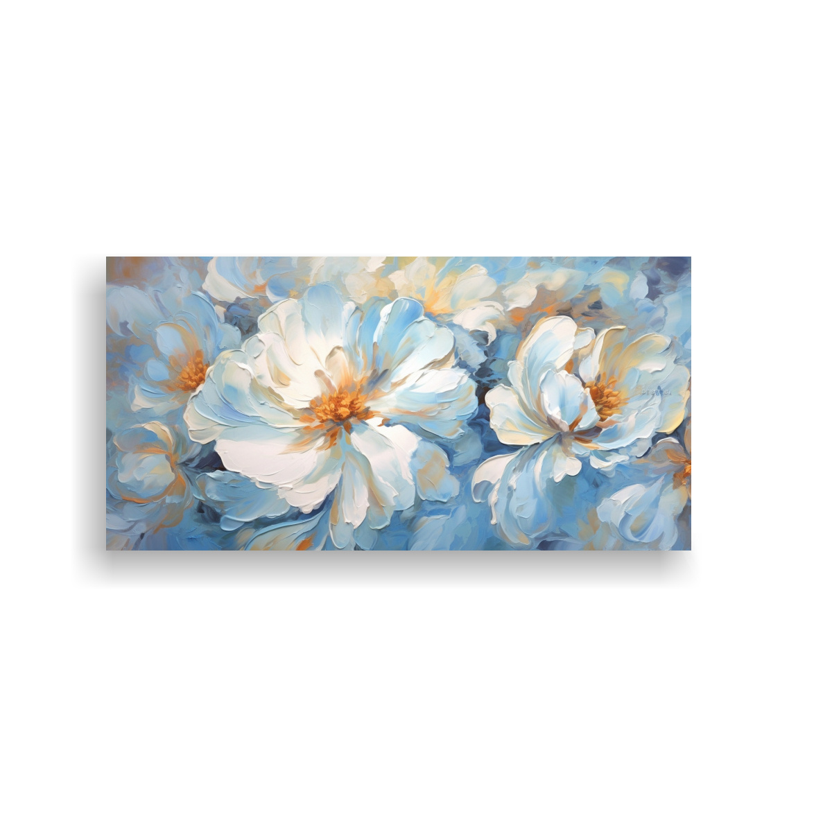 Cuadro 3D Floral Azul - Pintura En Tela De Alta Calidad - Decocuadros