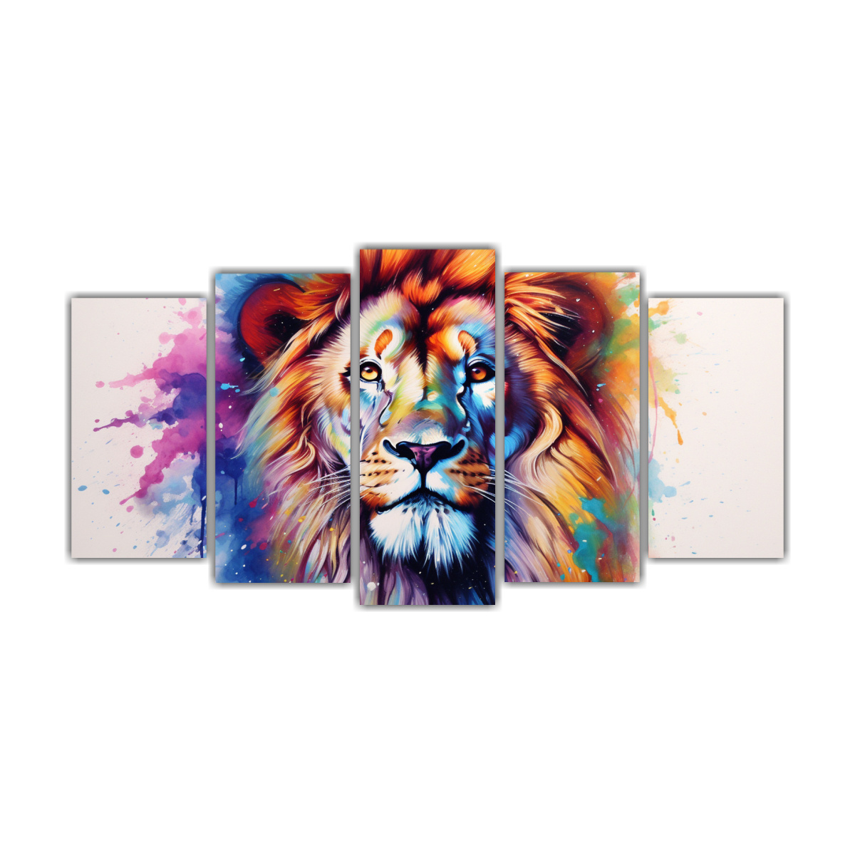Cuadro De León En Acuarela Colorida - ¡Decora Con Estilo! - Decocuadros
