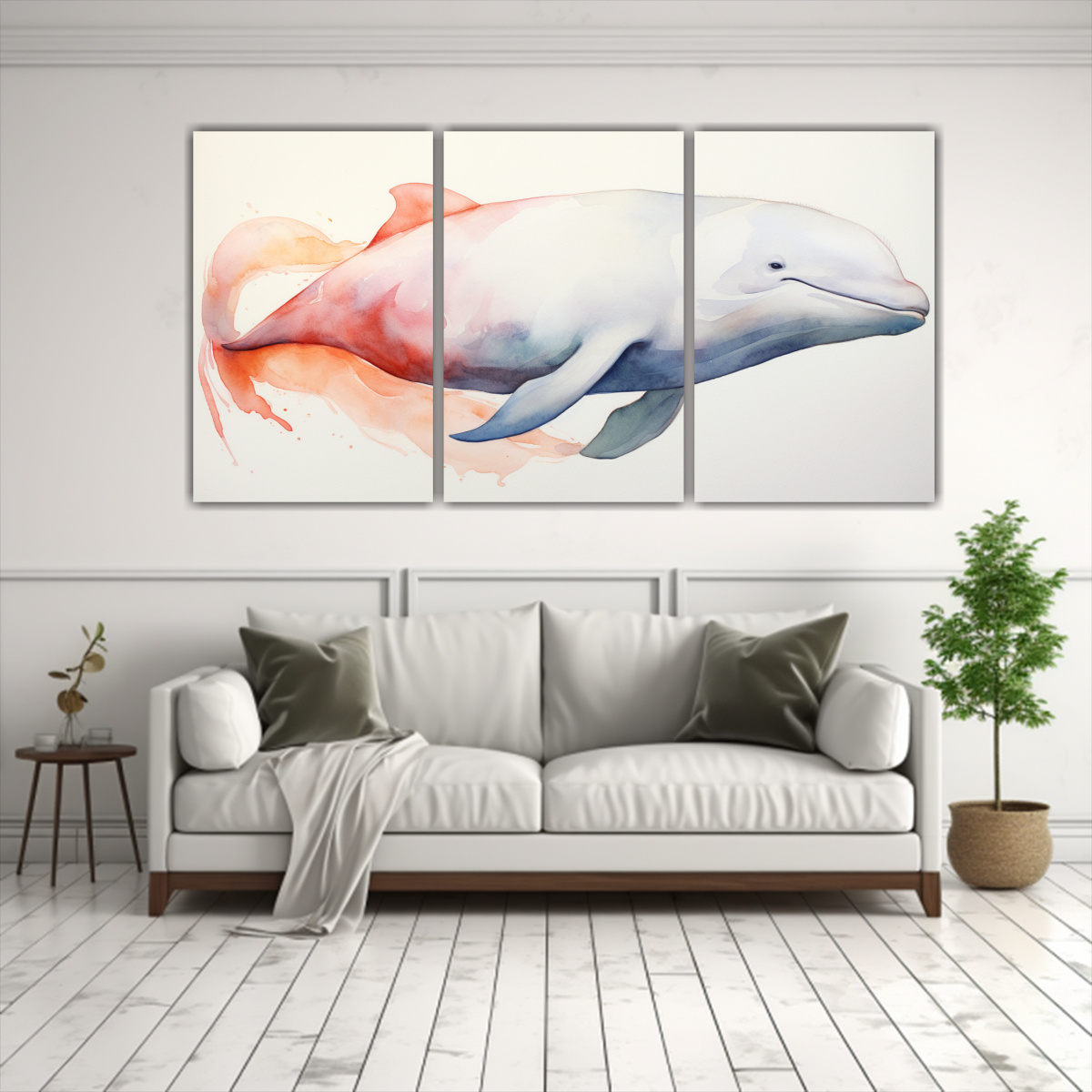 Cuadro De Ballena Beluga En Acuarelas - Arte Moderno Y Colorido ...