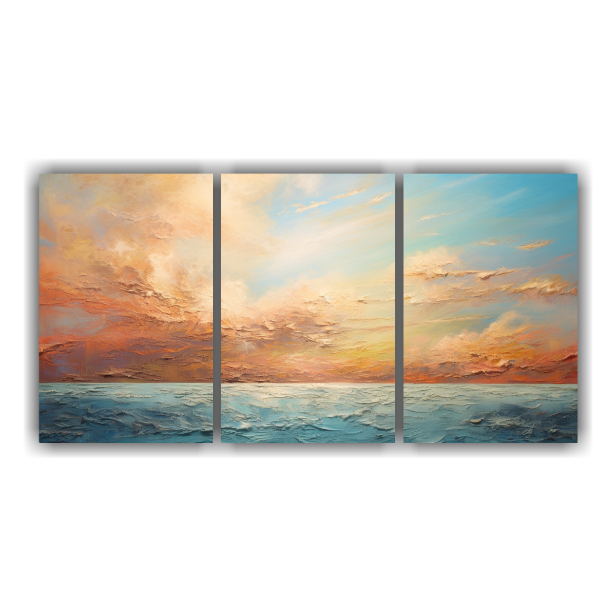 Cuadro Abstracto De Figuras En Cielo Y Mar Con Arcoíris Y Colores ...