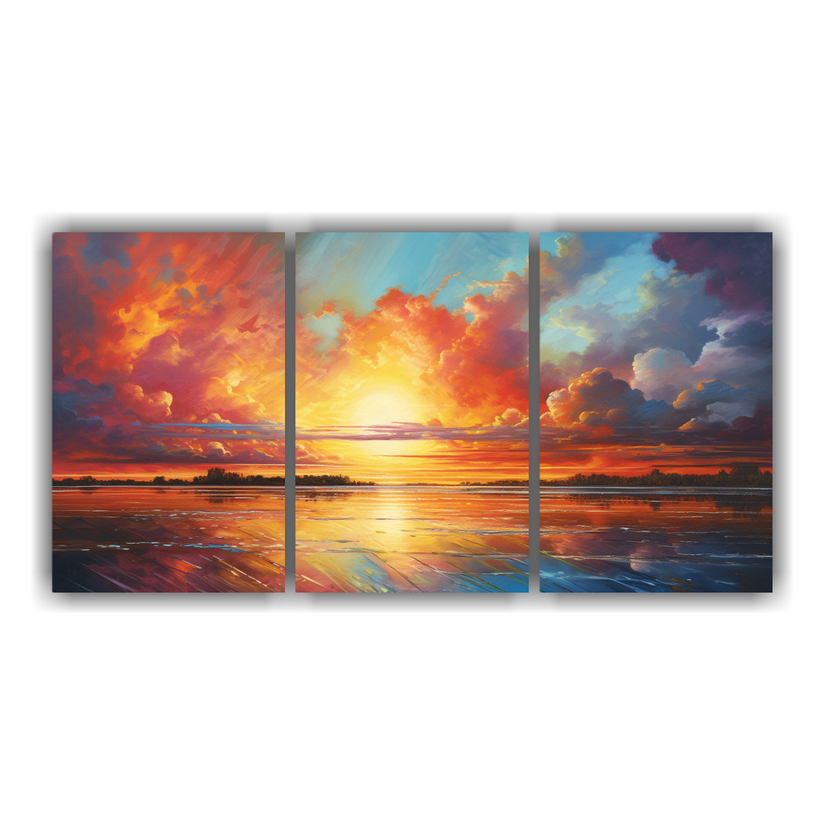 Cuadro Decorativo Amanecer Y Atardecer Con Arcoíris Y Negro - DecoCuadros