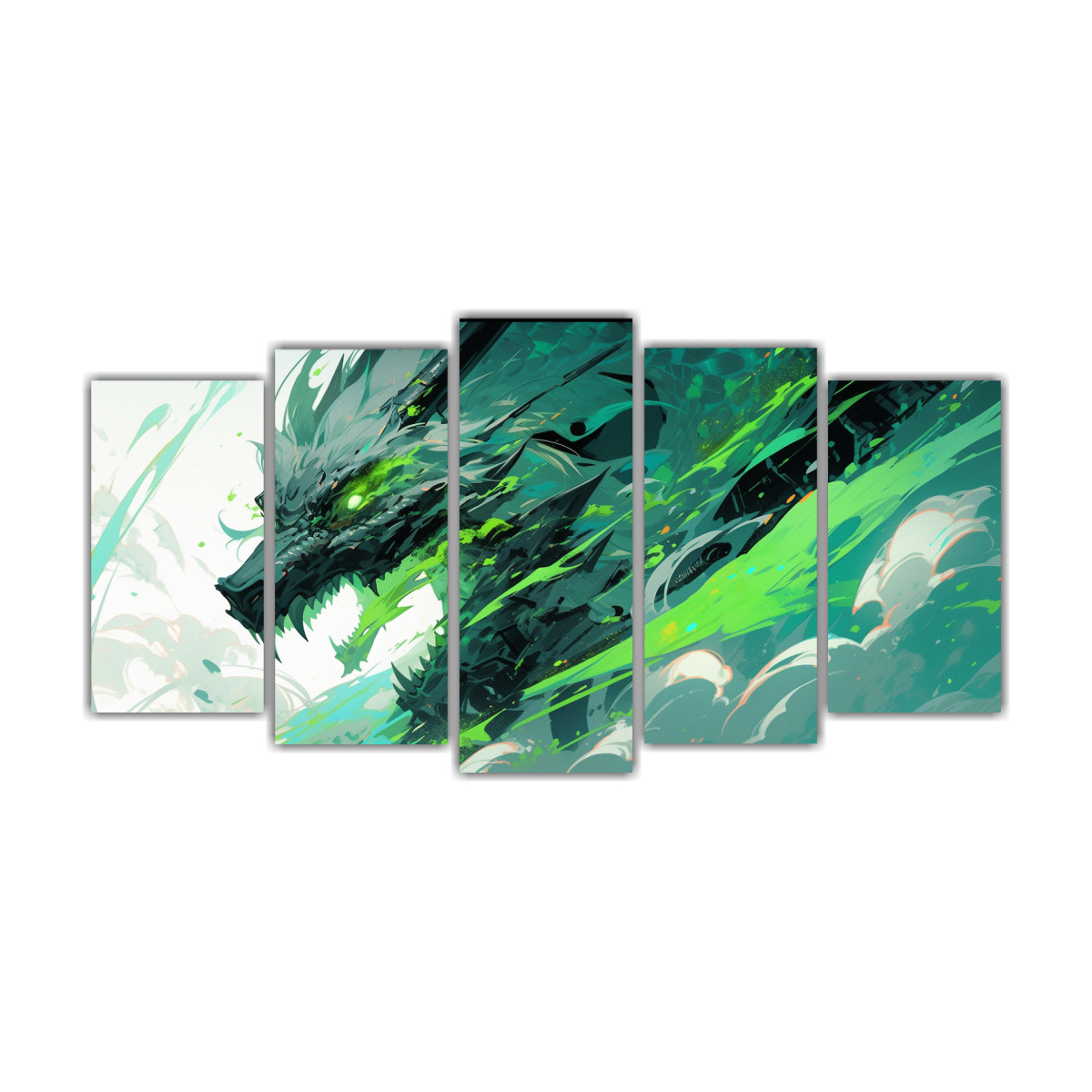 Cuadro De Dragón En Verde Y Turquesa - Compra Online | DecoCuadros