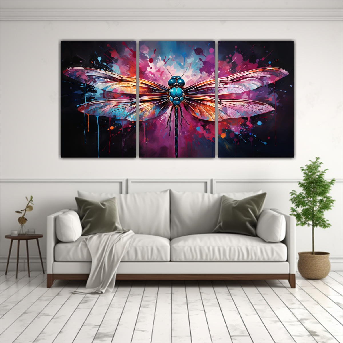 Cuadro Decorativo Libélula En Magenta Y Colores Vibrantes - DecoCuadros