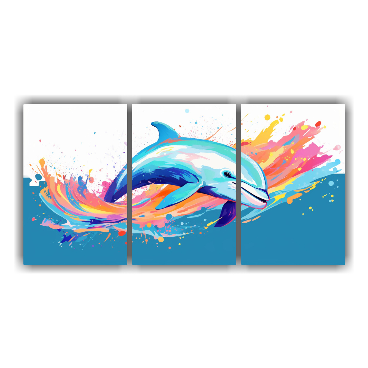 Cuadro Decorativo Ballena Beluga En Colores Spectrum Y Aqua - DecoCuadros