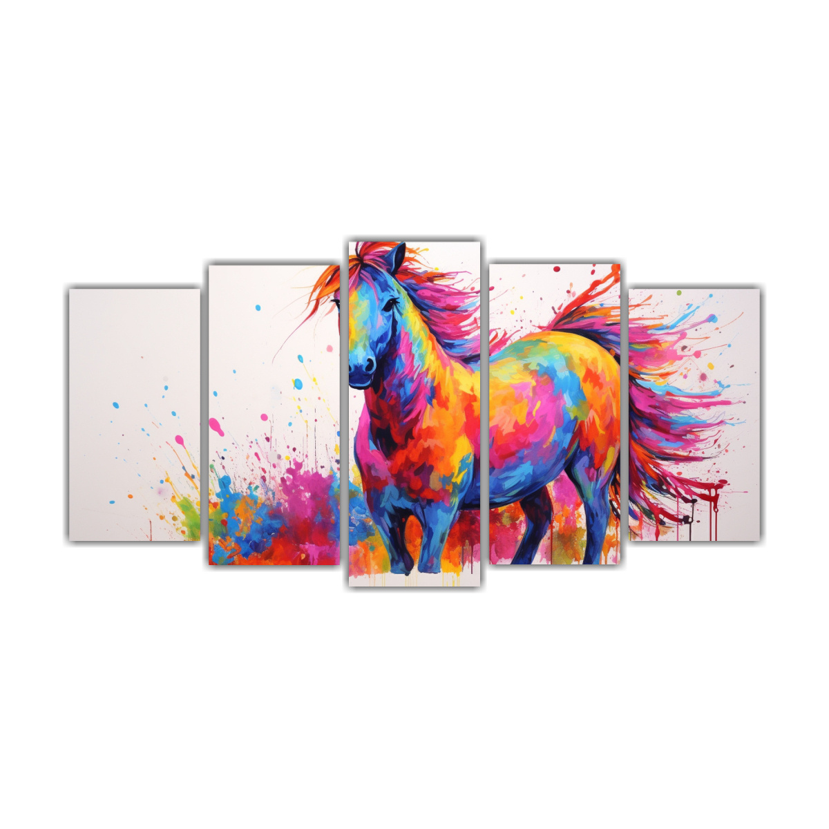 Cuadro Decorativo De Caballo En Colores Arcoíris Y Rojo - DecoCuadros