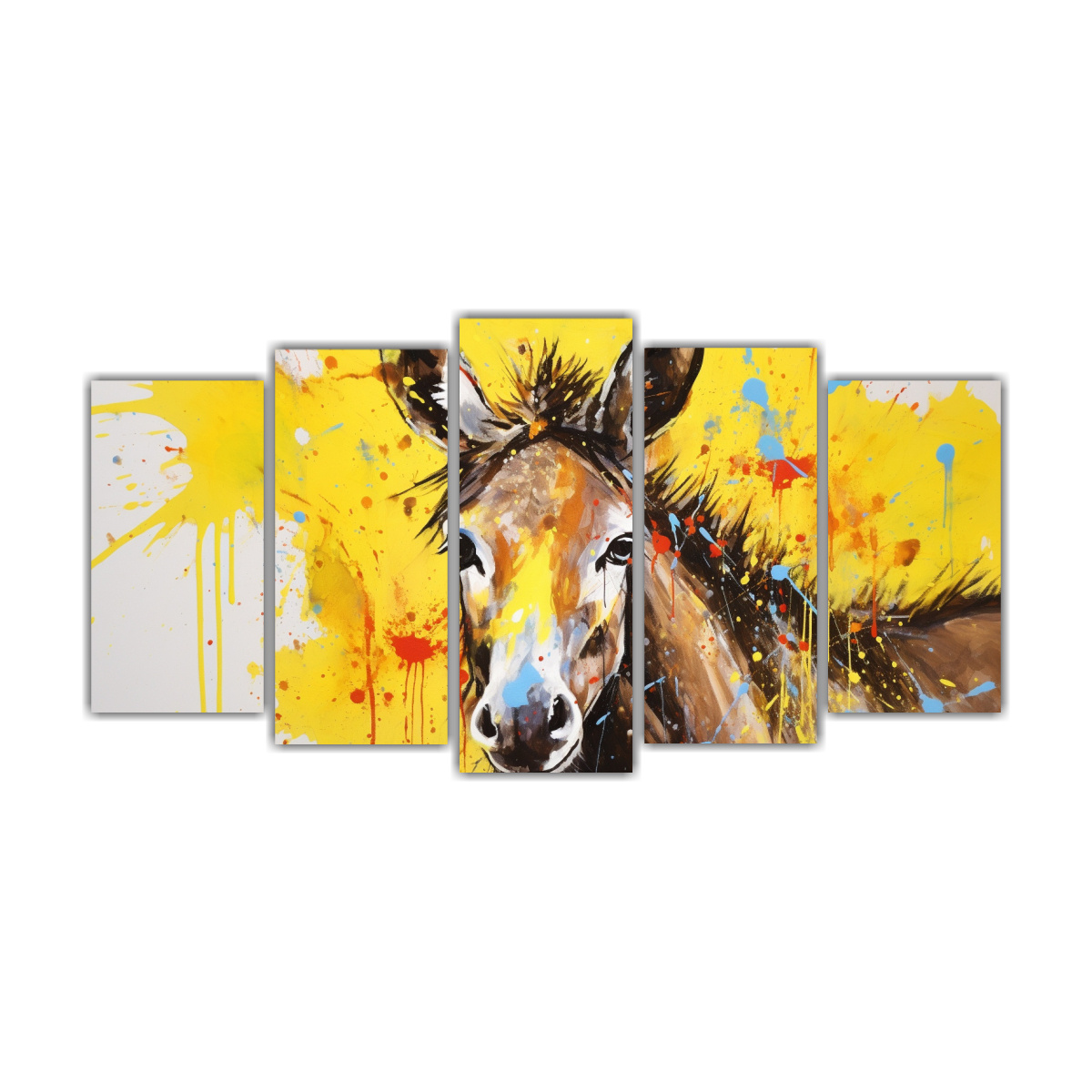 Cuadro Decorativo Escenario Con Burro En Colores Vibrantes Y Amarillos ...