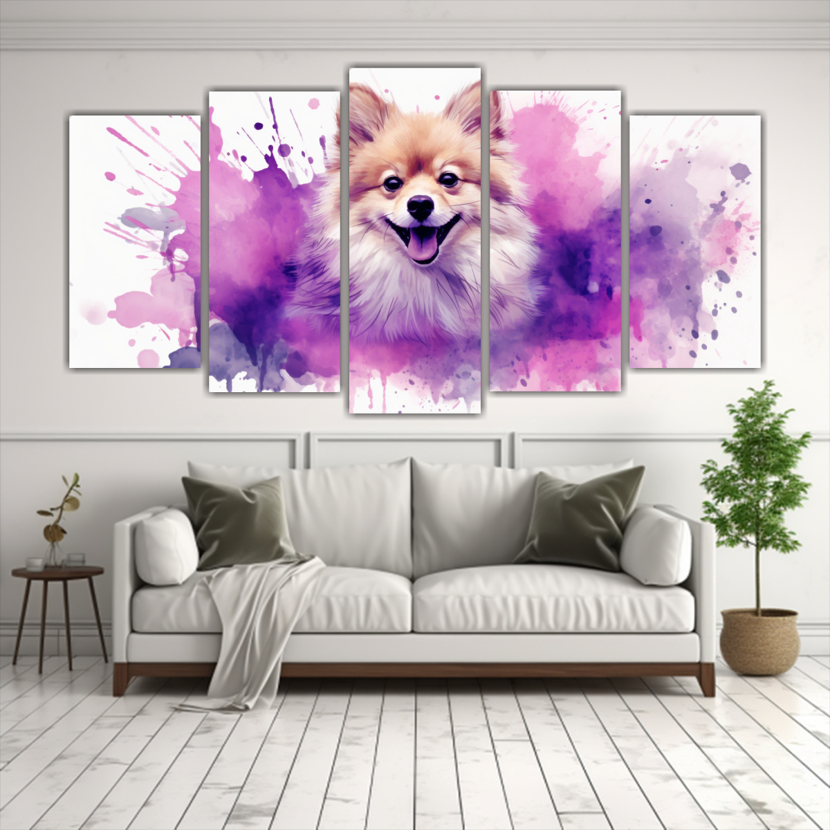 Cuadro Decorativo De Líneas Bonitas En Acuarelas Y Colores Morados Neo ...