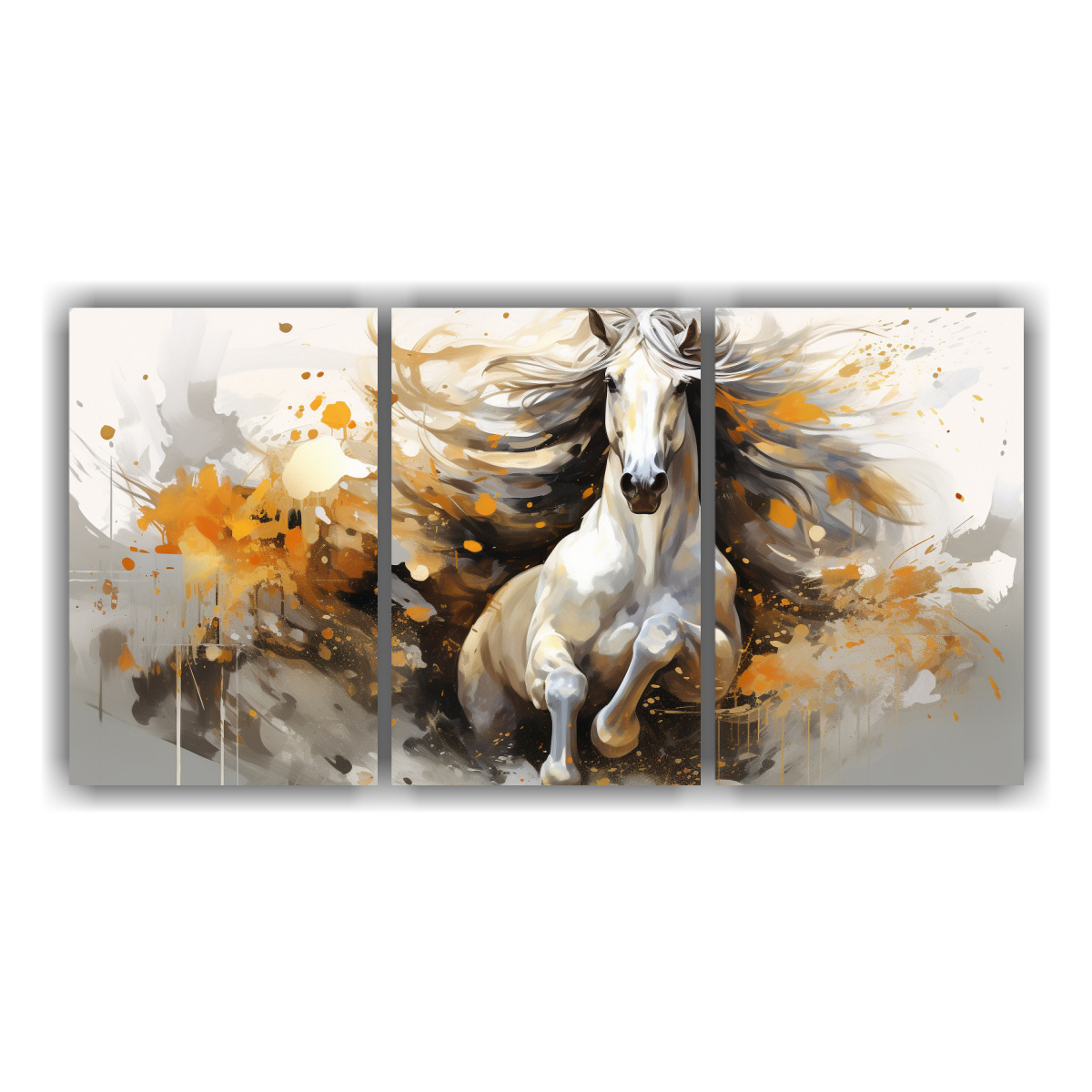 Cuadro Decorativo Caballo Frisón Blanco Y Dorado Estilo Pop Art Neo ...