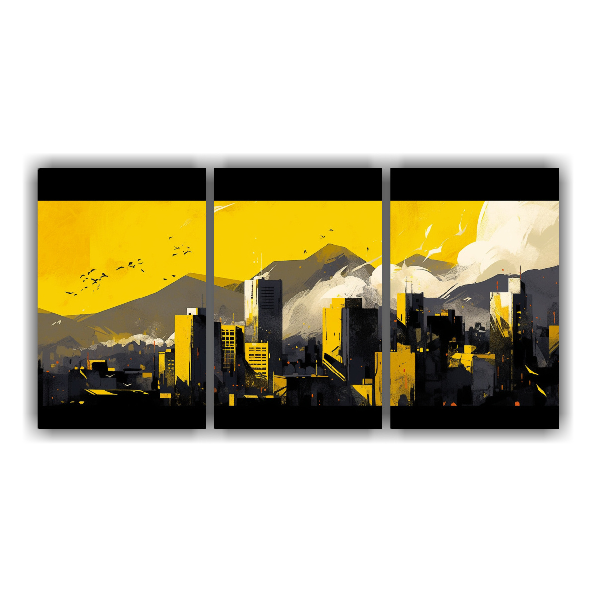 Cuadro Decorativo Amarillo Y Blanco Con Textura En Santiago, Chile - Decocuadros