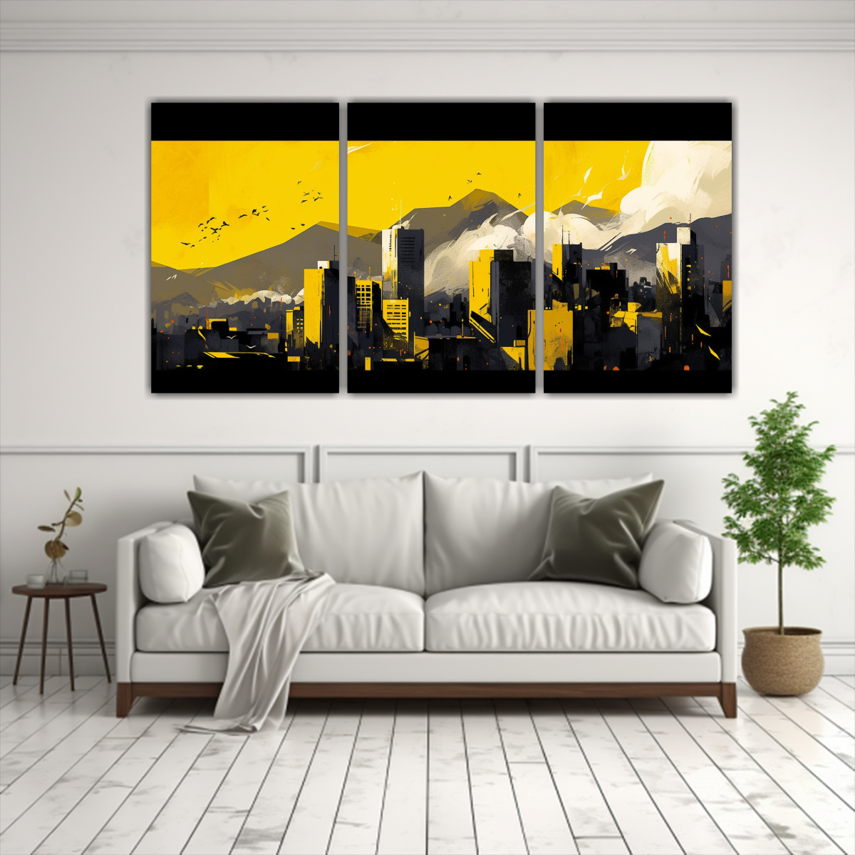 Cuadro Decorativo Amarillo Y Blanco Con Textura En Santiago, Chile - Decocuadros