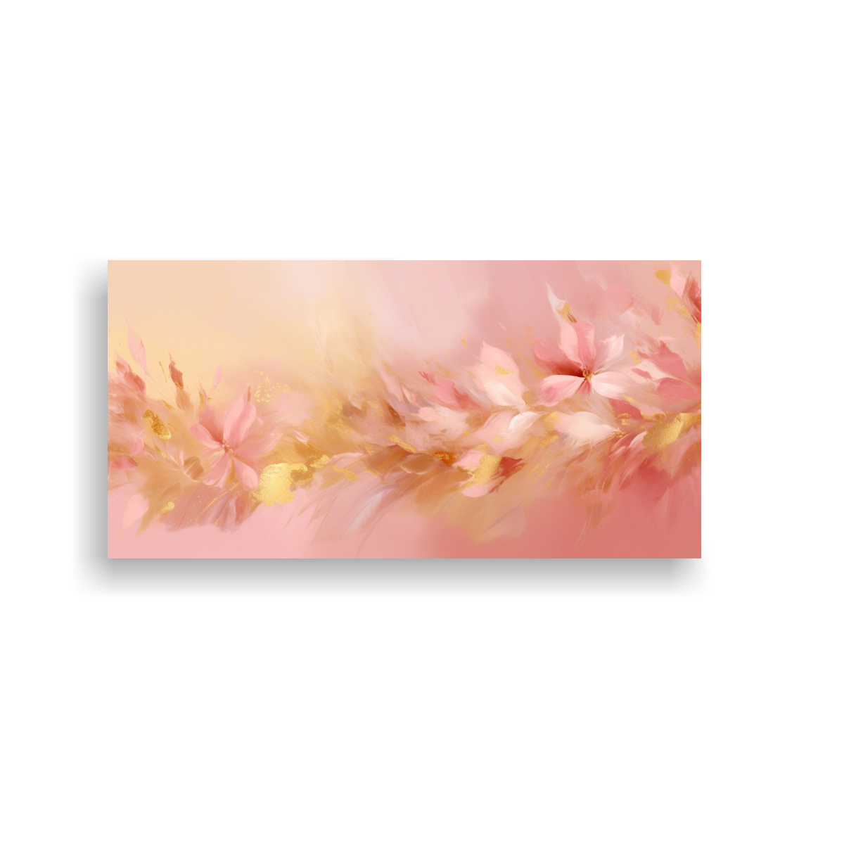 Cuadro Abstracto De Flores En Oro Y Rosa - DecoCuadros