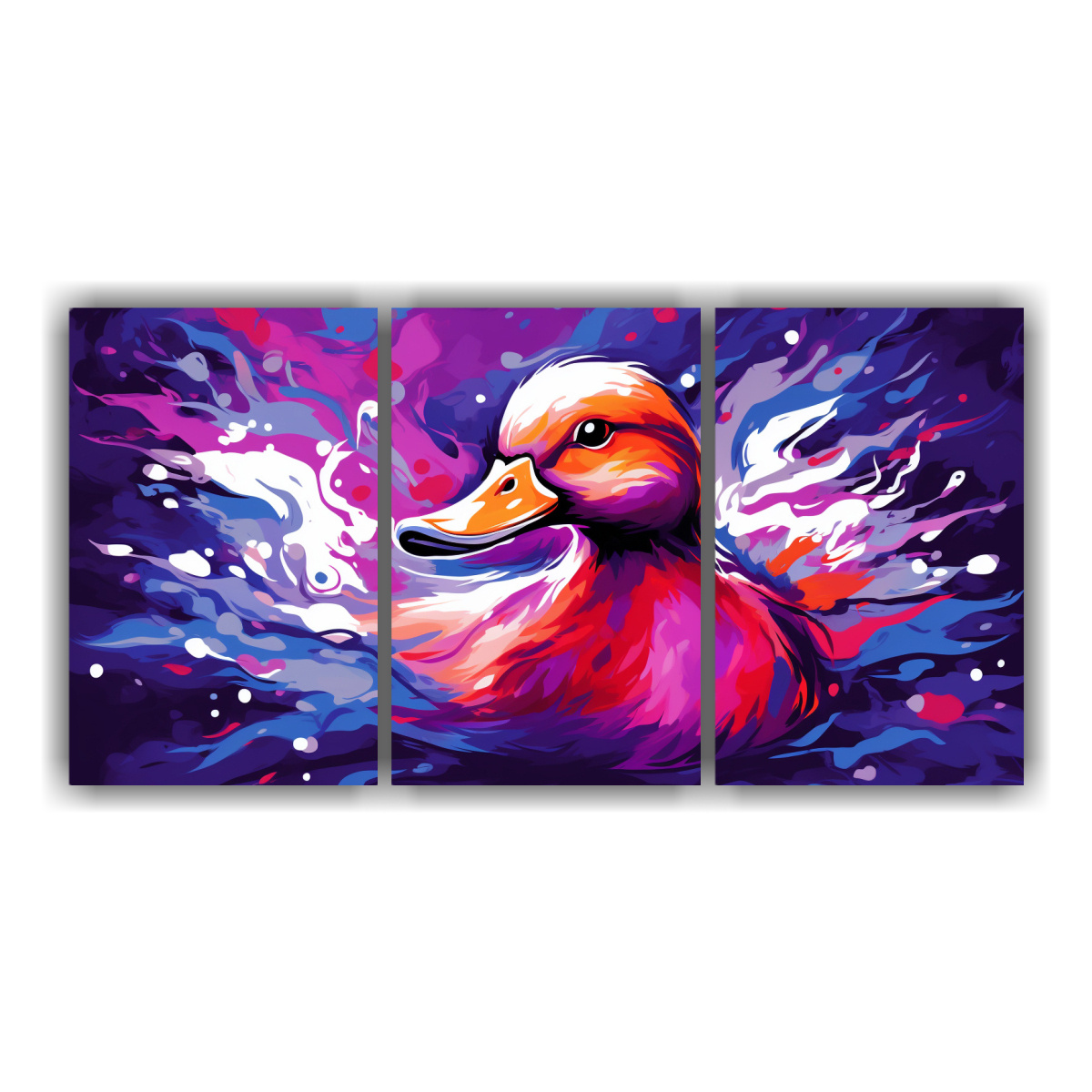 Cuadro Moderno Patos En Morado Y Rojo - DecoCuadros