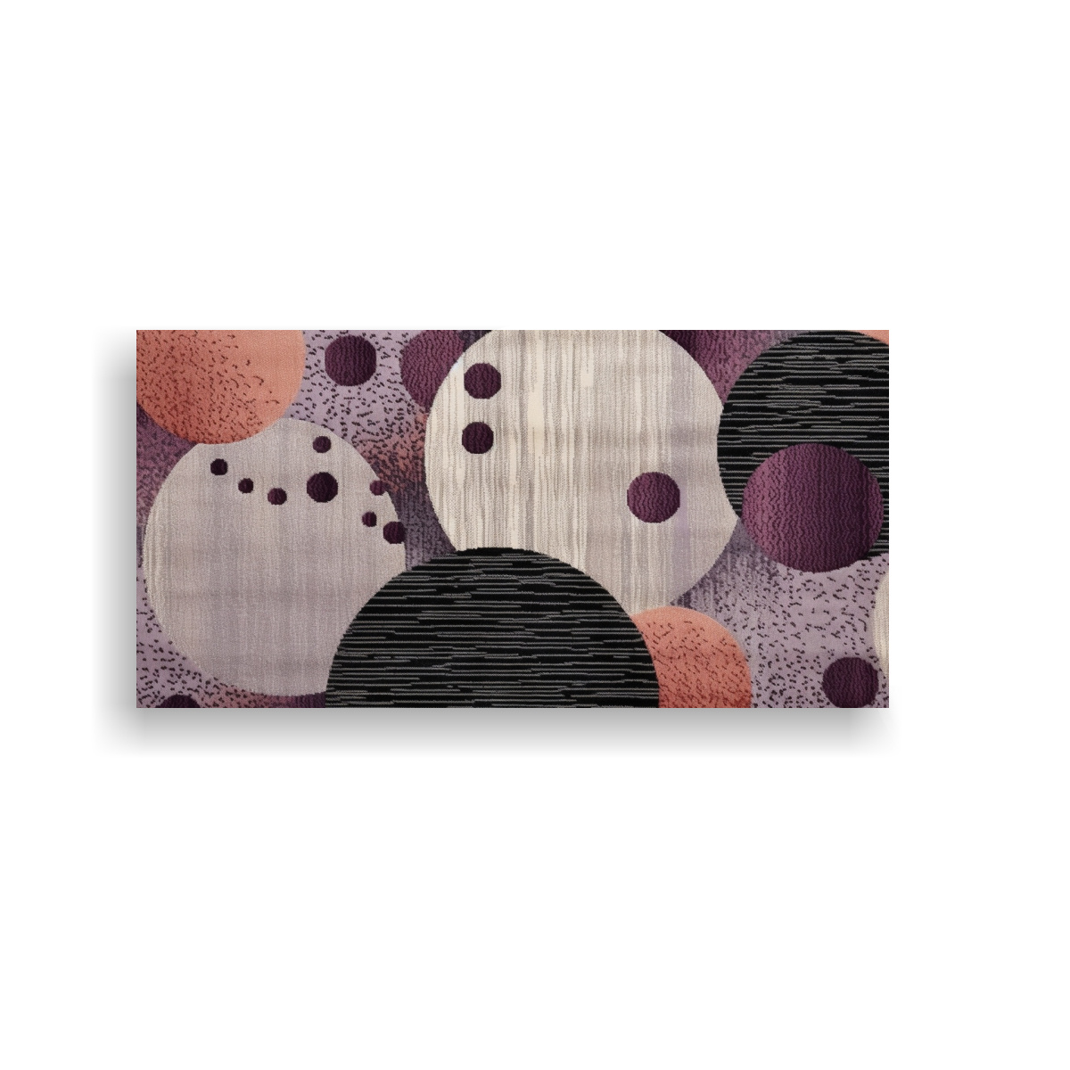 Cuadro Decorativo Rug Con Círculos Y Flores En Negro Y Beige - Decocuadros