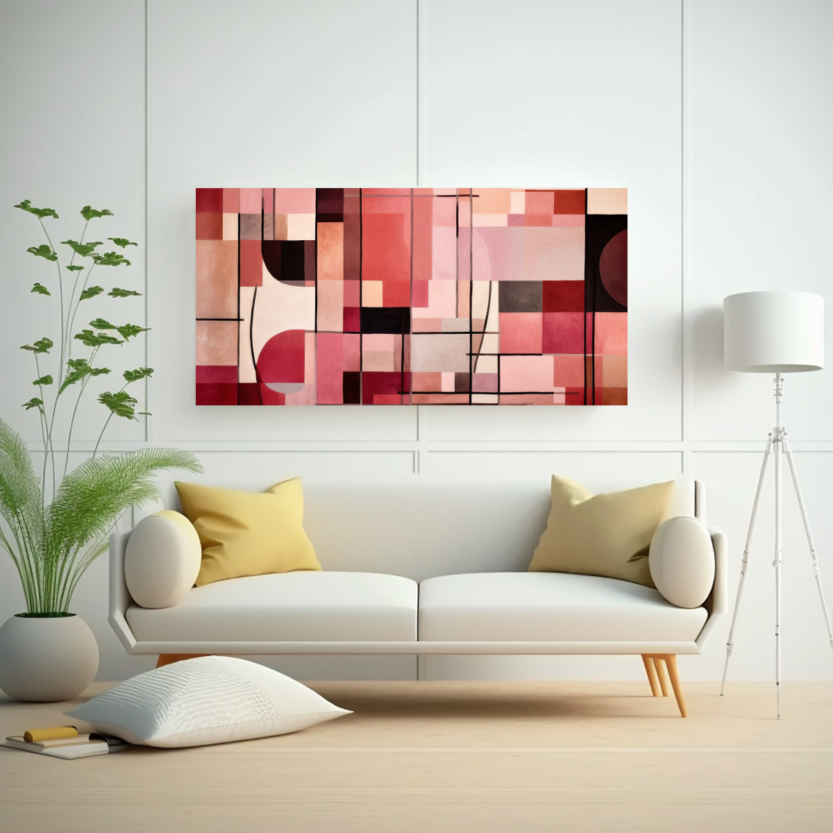 Tapete Rosa Claro Rosa Oscuro Beige Con Abstracciones - Cuadros ...