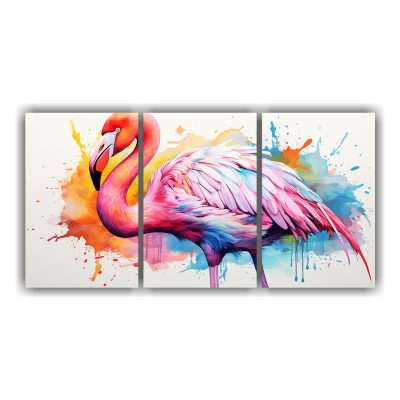 Tríptico Galería Flamenco Acuarela Colorida - Decocuadros