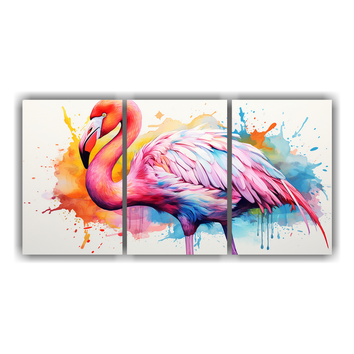 Tríptico Galería Flamenco Acuarela Colorida - Decocuadros