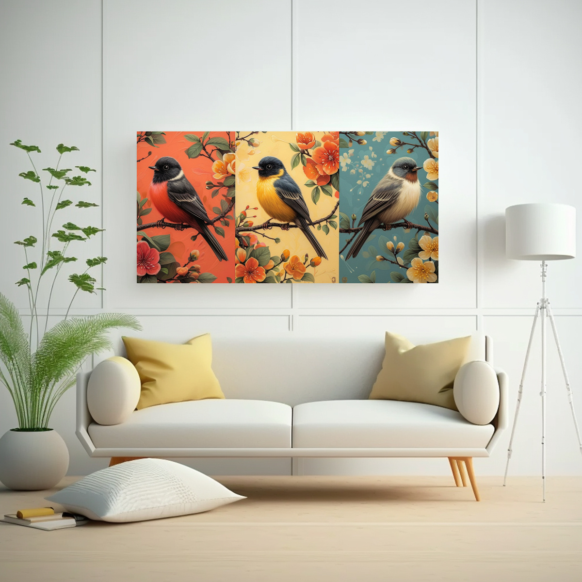 Tríptico De Glicinias En Alta Resolución - Cuadros Decorativos - Decocuadros